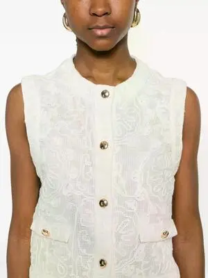 Maje Floral Guipure Buttoned Vest