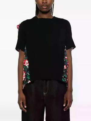 Sacai Floral-embroidered T-shirt