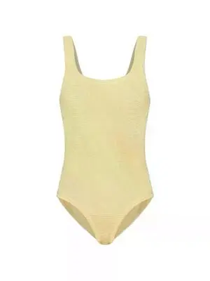 Hunza G Square-neck Crinkled One-piece Swimsuit - Yellow