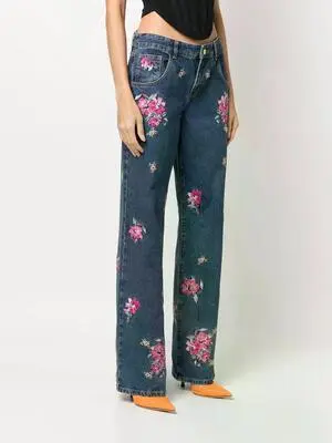BLUGIRL Floral-embroidered Flared Jeans