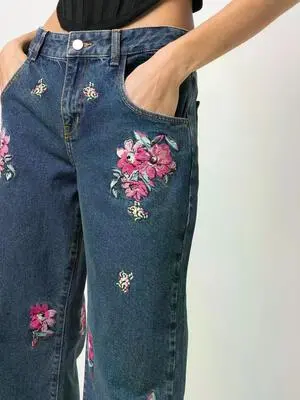 BLUGIRL Floral-embroidered Flared Jeans