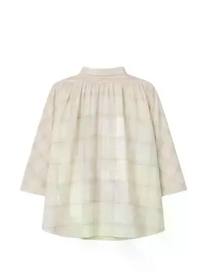 FORTE_FORTE Tartan Pattern Macrame Embroidered Shirt