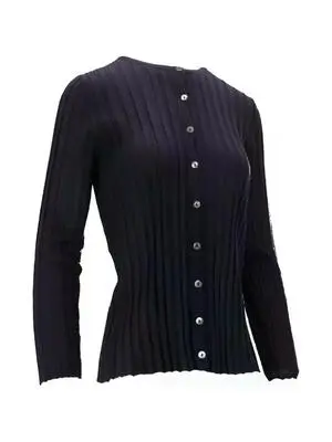 LA ROSE Ribbed Button Cardigan - Blue