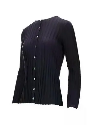LA ROSE Ribbed Button Cardigan - Blue