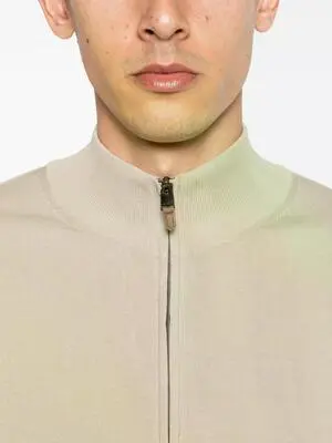 Canali Zip-up Knit Cardigan - Neutrals