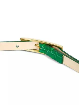 Paul Smith Crocodile-effect Belt With Buckle - Green