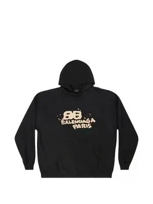 Balenciaga Lettering-detail Hoodie - Black