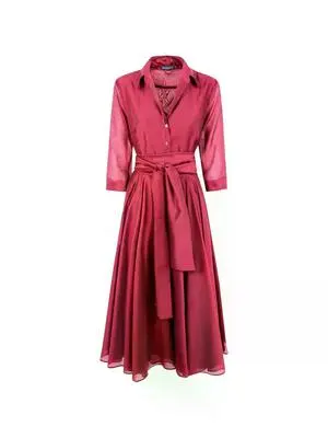DRHOPE Tie-waist Shirt Dress - Red