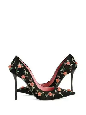 Dolce & Gabbana Embellished Satin Pumps - Black