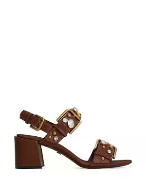 Dolce & Gabbana Keira Embellished Sandals - Brown