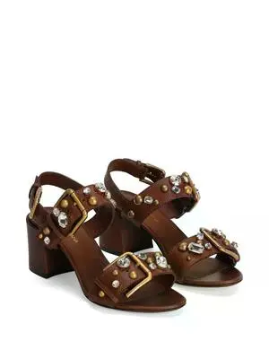 Dolce & Gabbana Keira Embellished Sandals - Brown