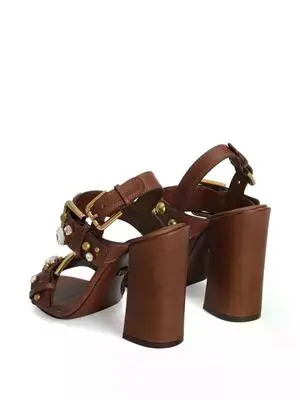 Dolce & Gabbana Cowhide Keira Embellished Sandals - Brown