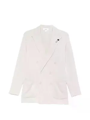 LARDINI Double-breasted Cotton Blazer - Neutrals