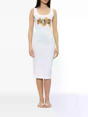 Versace Logo-print Midi Dress - White