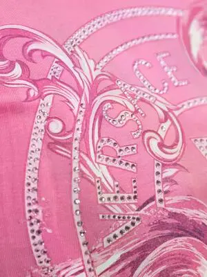 Versace Embellished Graphic T-shirt Dress - Pink
