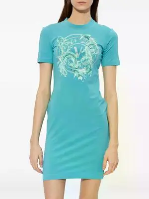Versace Embellished Graphic Dress - Blue
