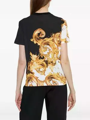 Versace Baroque-print Cotton T-shirt - Black