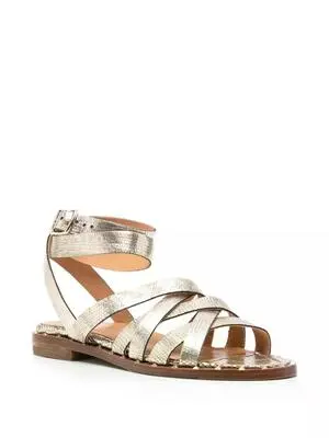 LA BOTTEGA DI LISA Flat Strappy Buckle Sandals - Gold