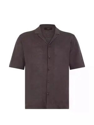 SLOWEAR Buttoned Short-sleeve Knitted Shirt - Brown
