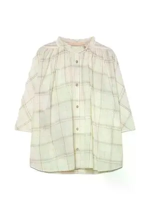 FORTE_FORTE Tartan Pattern Macrame Embroidered Shirt