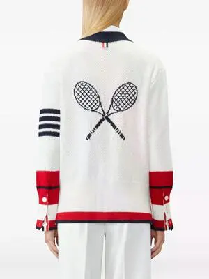 Thom Browne Tennis Racquet Intarsia Cardigan