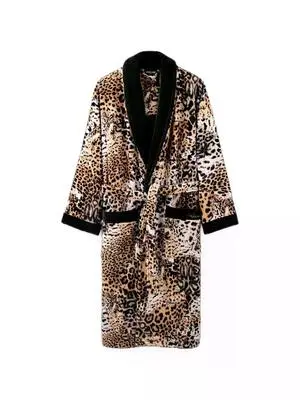 Roberto Cavalli Jaguar Skin-print Bath Robe - Neutrals