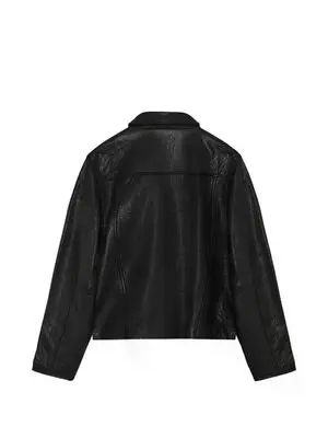 WON HUNDRED Collared Leather Jacket - Black