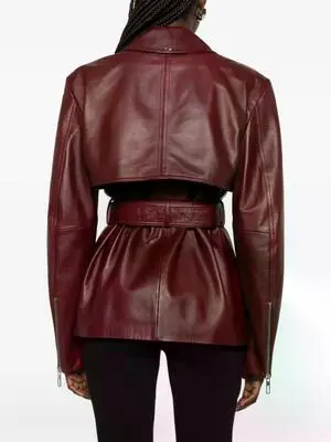 Sportmax Belted Leather Jacket - Red