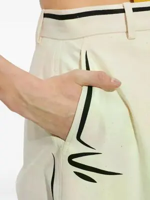 Moschino Printed Cotton Trousers - Neutrals