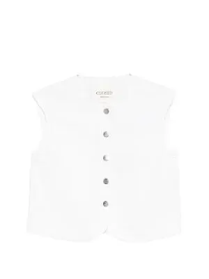 Closed Buttoned Vest - White