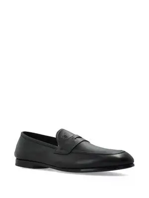 FABI Almond-toe Leather Loafers - Black