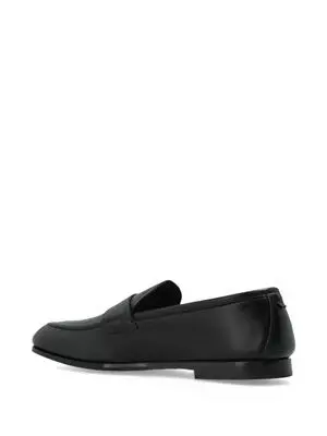 FABI Almond-toe Leather Loafers - Black