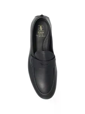 FABI Almond-toe Leather Loafers - Black