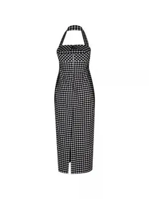 Posse Chiara Halter Gingham Midi Dress - Black