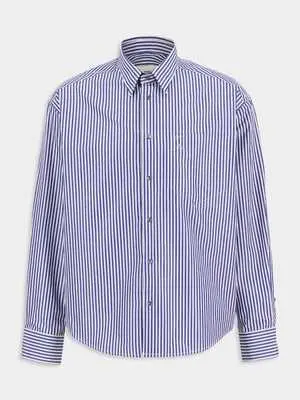AMI Paris Royal Cotton Embossed Striped De Coeur Boxy Shirt