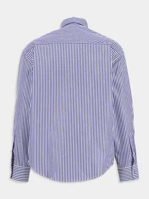 AMI Paris Royal Cotton Embossed Striped De Coeur Boxy Shirt