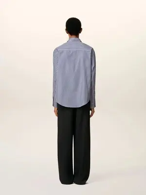 AMI Paris Royal Cotton Embossed Striped De Coeur Boxy Shirt