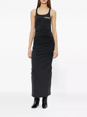 MISBHV Logo-print Ruched Dress - Black