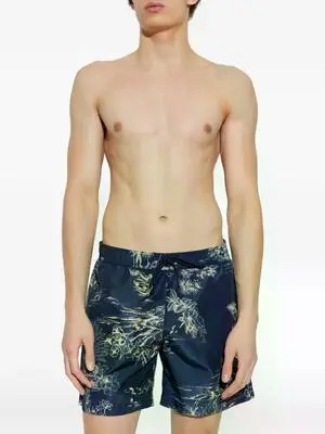 Moncler Floral-print Swim Shorts - Blue