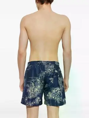 Moncler Floral-print Swim Shorts - Blue