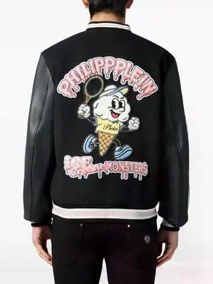 Philipp Plein Appliqué Bomber Jacket - Black