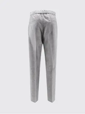 Brunello Cucinelli Drawstring Trousers In Linen And Virgin Wool - Grey