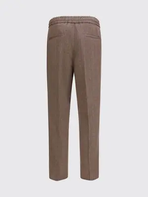 Brunello Cucinelli Drawstring Trousers In Linen And Virgin Wool - Hazel