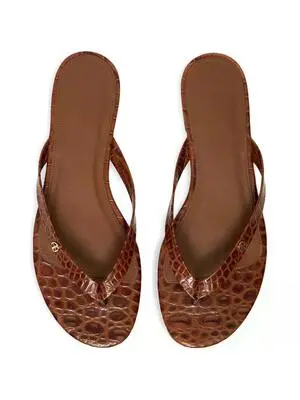 ANINE BING Noelle Croc-embossed Flat Sandals - Brown