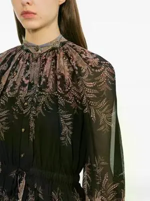 Zimmermann Floral Print Long Sleeve Blouse - Black