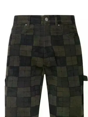 Amiri Chateau Crest Carpenter Checkered Jeans - Black