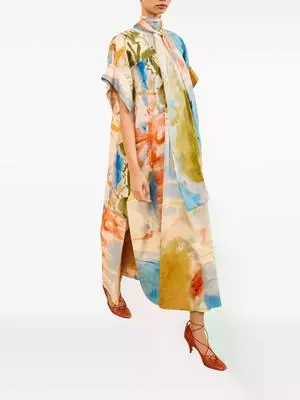 Ulla Johnson Studio Tie-neck Belted Midi Dress - Neutrals