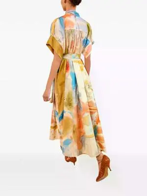 Ulla Johnson Studio Tie-neck Belted Midi Dress - Neutrals