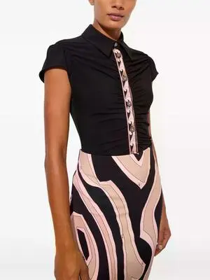 Emilio Pucci Drape Detail Button Down Blouse - Black