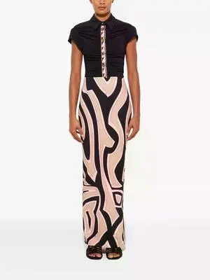 Emilio Pucci Drape Detail Button Down Blouse - Black